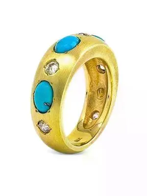 JENNA BLAKE 18k Yellow Turquoise And Diamond Ring - Gold