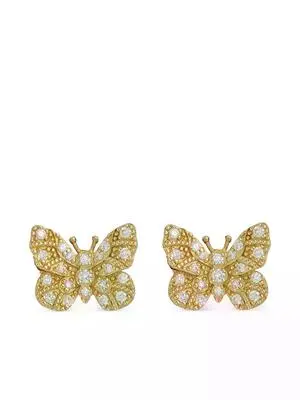 TANYA FARAH 18k Yellow Diamond And Enamel Butterfly Earrings - Gold