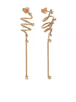 MATTIA CIELO 18k Rose Gold Rugiada Diamond Drop Earrings - Pink
