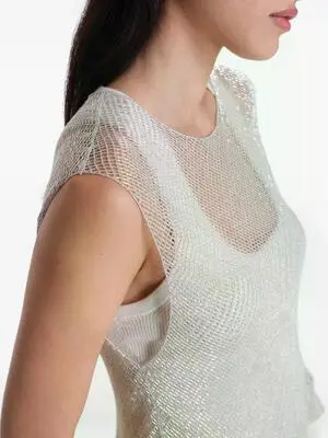 TWP Chloe Beaded Mesh Top