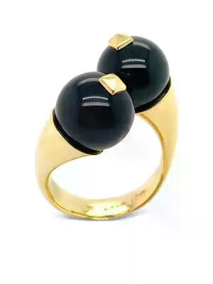 ALETTO BROTHERS 18k Yellow Gold Gemini Onyx Ring - Black
