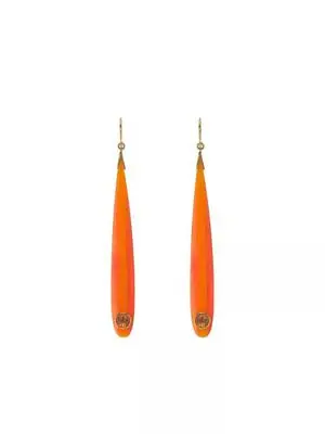 Mark Davis Citrine Bakelite Drop Earrings - Orange
