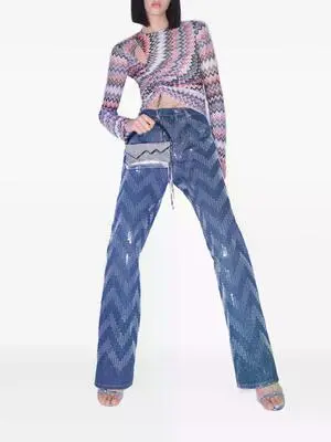 Missoni Chevron-pattern Sequined Jeans