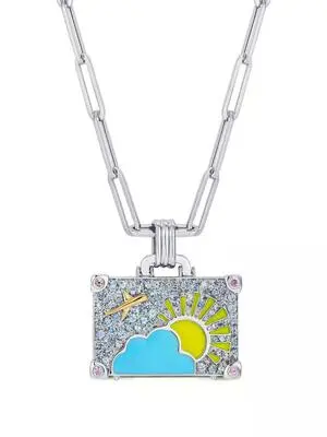 NEVERNOT 14k White Gold Suitcase Sapphire Necklace - Silver