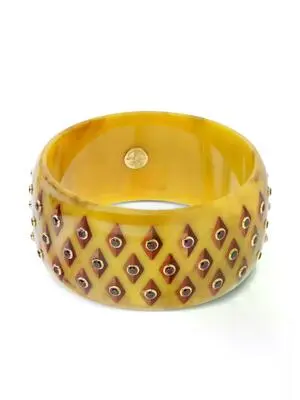 Mark Davis 18k Yellow Garnet Bakelite Bangle - Gold