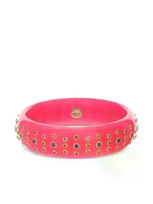 Mark Davis 18k Yellow Gold Multi-stone Bakelite Bangle Bracelet - Pink