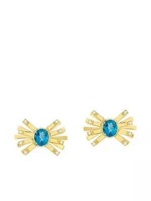 CAROL KAUFFMANN 18k Yellow Blue Topaz And Diamond Farfalle Earrings - Gold