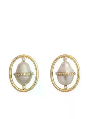 DENISE CASSOU 18kt Yellow Diamond And Pearl Earrings - Gold