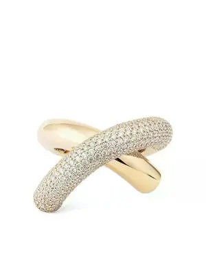 ENGELBERT 18k White Cross Loop Diamond Ring - Gold