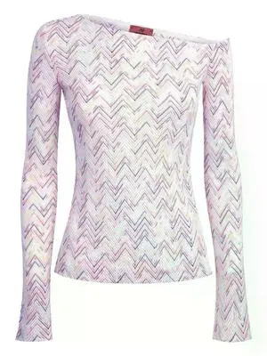 Missoni Chevron-pattern Off-shoulder Sweater