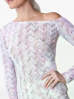 Missoni Chevron-pattern Off-shoulder Sweater