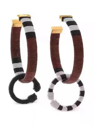 Johanna Ortiz Color Parallelism Striped Hoop Earrings - Brown