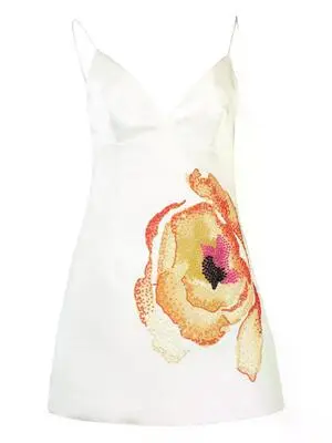 Acler Pendoylan Floral-embellished Satin Dress - White