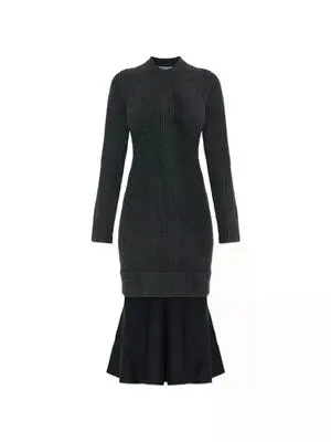 Alexander Wang Ribbed Long-sleeve Midi Dress - Grey