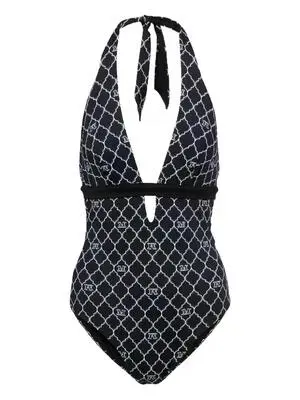 Max Mara Monogram Print Swimsuit - Black