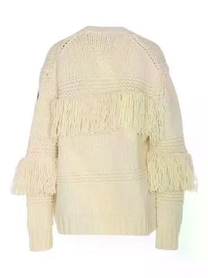 Moncler Fringed V-neck Cardigan - Neutrals