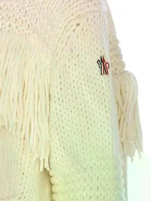 Moncler Fringed V-neck Cardigan - Neutrals