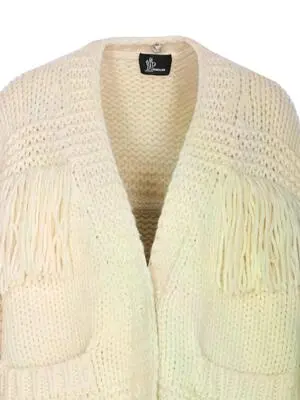 Moncler Fringed V-neck Cardigan - Neutrals