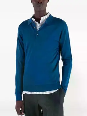John Smedley Belper Long-sleeve Polo Shirt - Blue