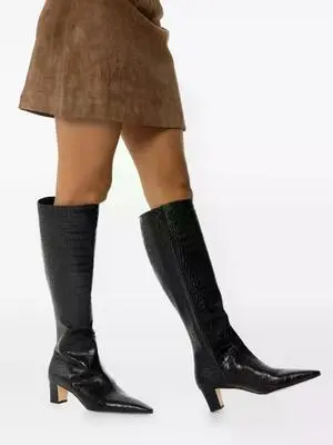 Manolo Blahnik 50mm Penelope Crocodile-effect Boots