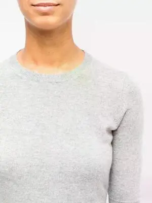 LA ROSE Round-neck Short-sleeve Sweater - Grey