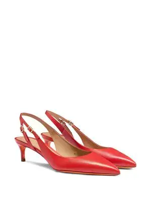 Santoni Buckle Leather Slingback Pumps