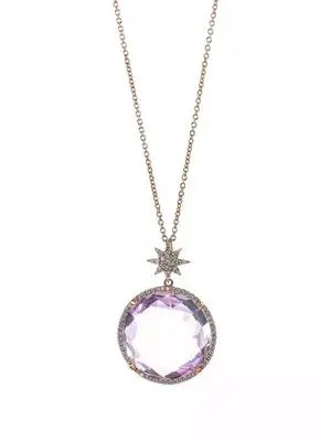 LISA NIK 18kt Rose Gold Star Bail Amethyst Necklace - Pink