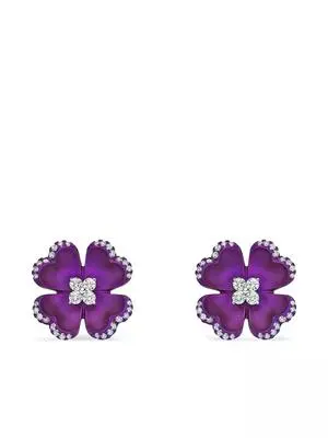 SABOO FINE JEWELS Titanium Diamond Flower Earrings - Silver
