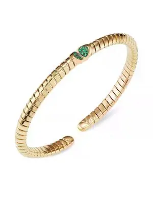 Marina B 18k Yellow Trisolina Emerald Bangle Bracelet - Gold