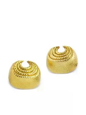 David Webb 18kt Yellow Concentric Crescent Clip-on Earrings - Gold