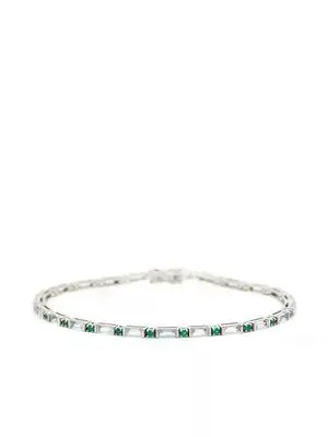 YI COLLECTION Platinum Aquamarine And Emerald Bracelet - Silver