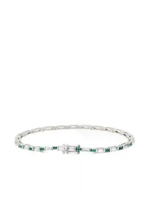 YI COLLECTION Platinum Aquamarine And Emerald Bracelet