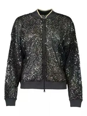 Brunello Cucinelli Sequin-knitted Bomber Jacket - Black