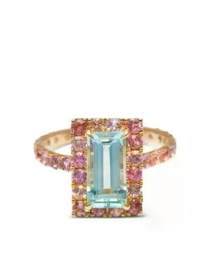 YI COLLECTION 18k Yellow Aquamarine And Tourmaline Ring - Gold