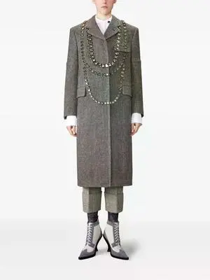 Thom Browne Trompe L'oeil Crystal-embellished Checked Coat