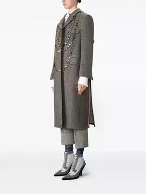 Thom Browne Trompe L'oeil Crystal-embellished Checked Coat
