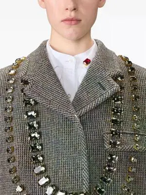 Thom Browne Trompe L'oeil Crystal-embellished Checked Coat