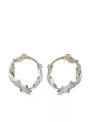 ANANYA 18k Yellow Mogra Coronation Emerald Hoop Earrings - Gold