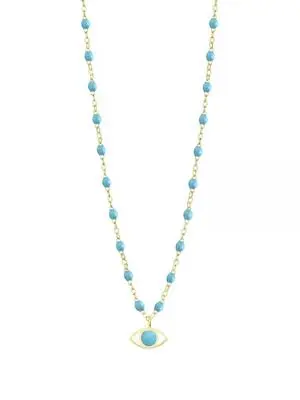 Gigi Clozeau 18k Yellow Beaded Necklace With Enamel Eye Pendant - Gold