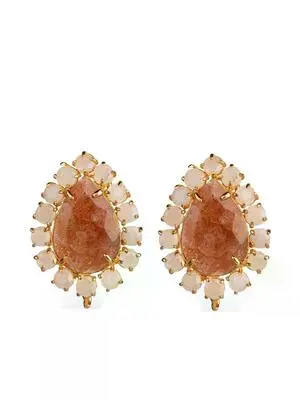 BOUNKIT JEWELRY Sunstone And Moonstone -tone Earrings - Gold