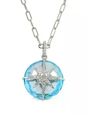 LISA NIK 18k White Gold Diamond And Topaz Star Pendant Necklace - Silver