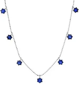 GRAZIELA 18k White Gold Floating Sapphire Necklace - Silver