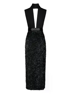 Johanna Ortiz Her Vibe Embellished Keyhole-neck Maxi Dress - Black
