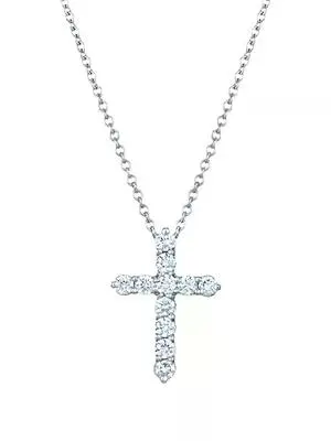 Kwiat 18k White Gold Diamond Cross Necklace - Silver