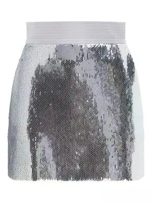 Alex Perry Delon Sequinned Mini Skirt - Silver