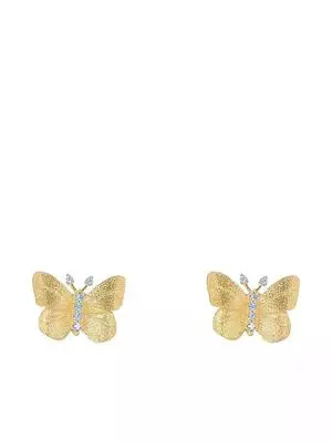 TANYA FARAH 18k Yellow Small Butterfly Diamond Earrings - Gold