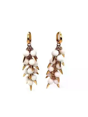 Brooks Brothers 18k Yellow And Onyx Spiked Earrings - Gold