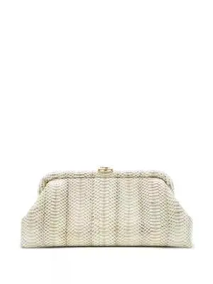 JIMMY CHOO Skylar Snakeskin-effect Clasp Clutch Bag - Neutrals
