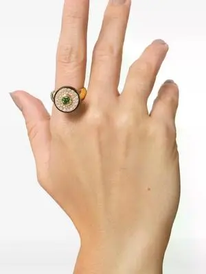 Mark Davis 18k Yellow Bakelite Diamond And Garnet Ring