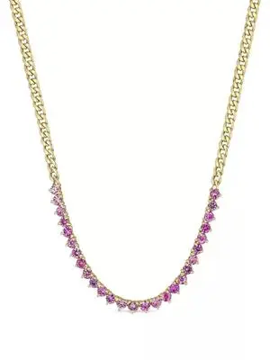 Zoe Chicco 14kt Yellow Gold Tennis Sapphire Necklace - Purple
